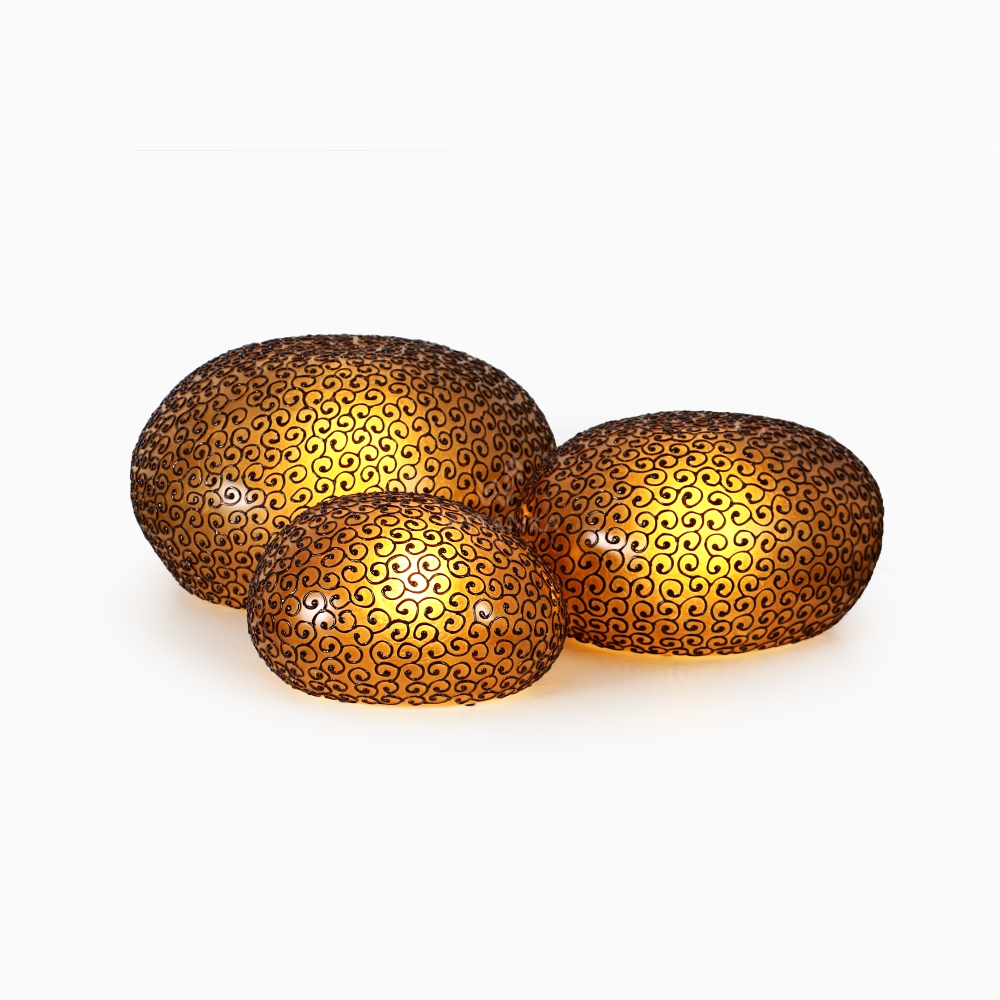 Pola Stone Stehlampe Braun 3er Set - Cirebon Rattan Möbelhersteller