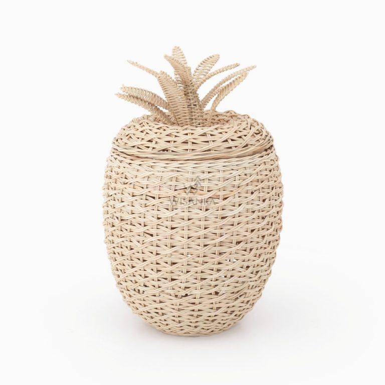 Basket A (Pineapple) - Wicker Basket with Lid | Cirebon Rattan ...
